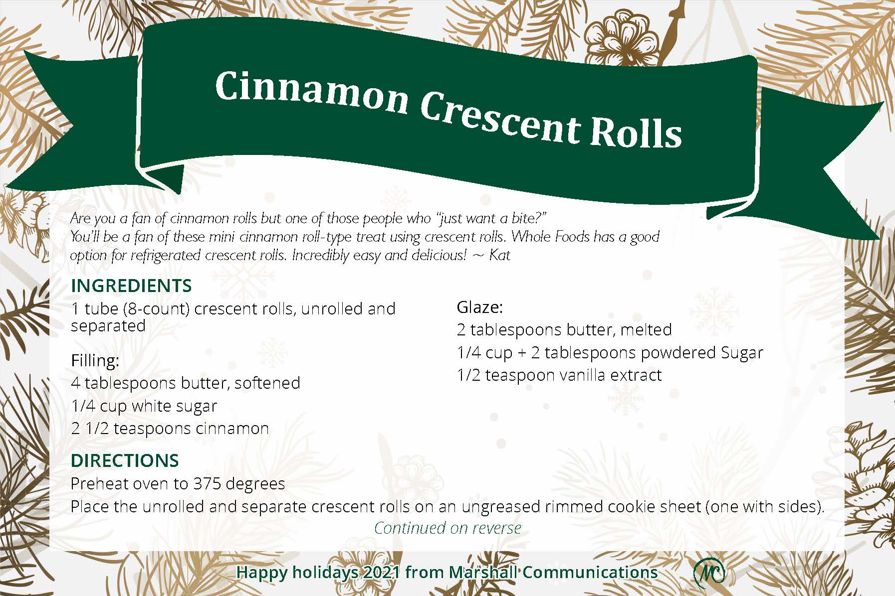 Cinnamon Crescent Rolls - Marshall Communications