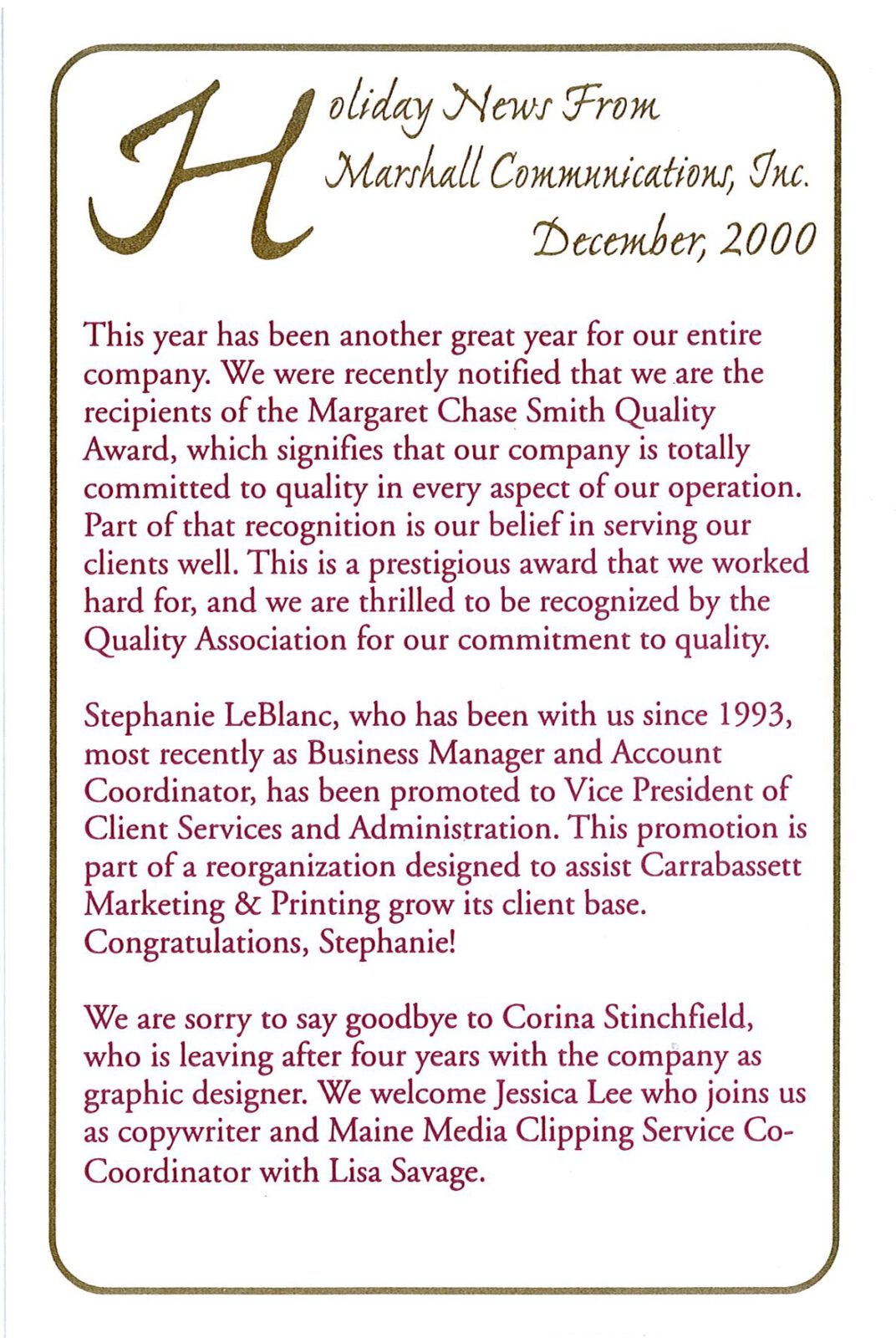 History of Marshall Communications - Marshall Communications